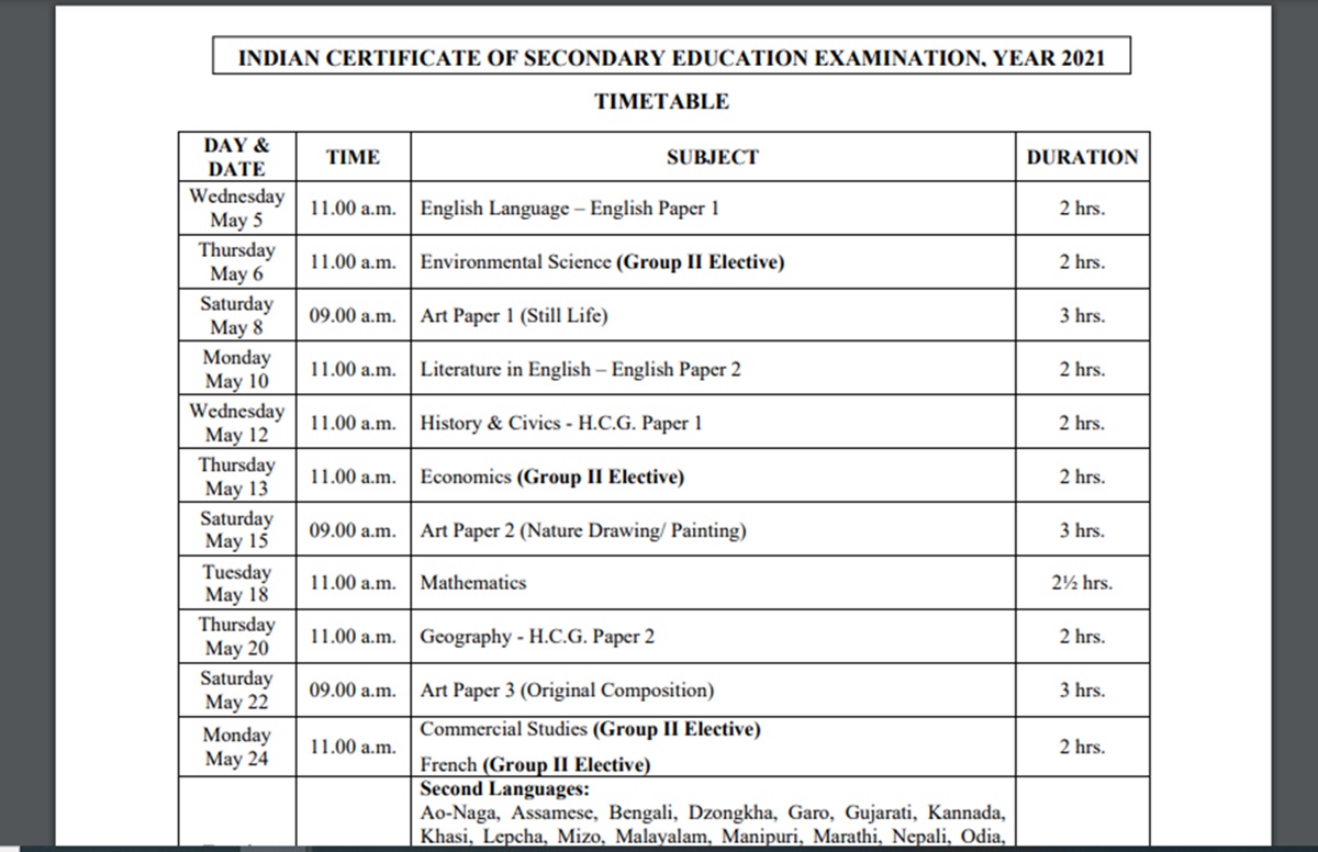 ICSE, ISC Datesheet 2021: CISCE ने जारी की 10वीं 12वीं की डेटशीट, जानिए ...