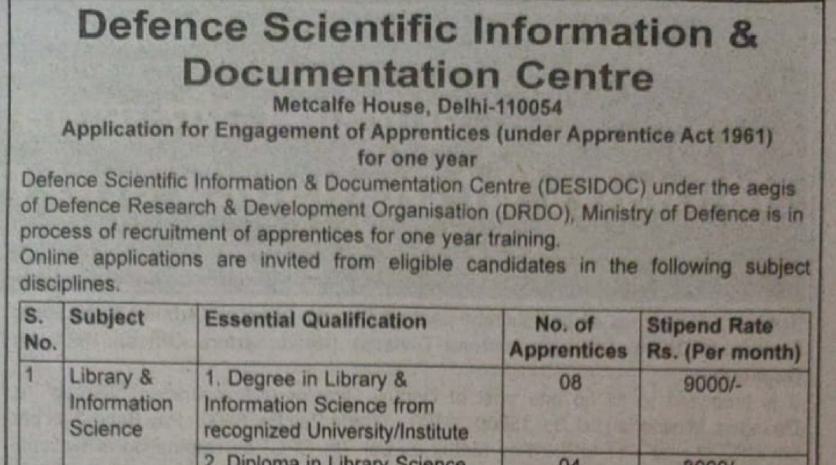 DRDO Recruitment 2021: Apply online for Apprentice Posts at drdo.gov.in ...