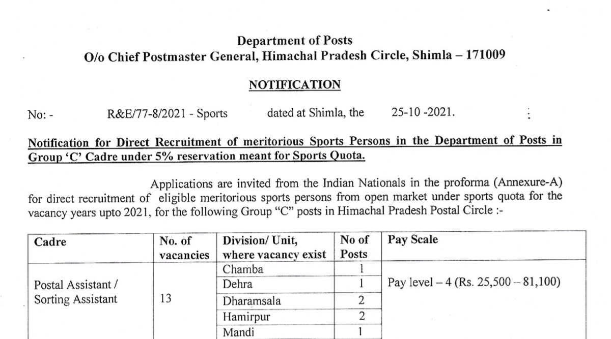 India Post Recruitment 2021 Apply For Himachal Pradesh Postal Circle india-post-recruitment-2021-apply-for-himachal-pradesh-postal-circle