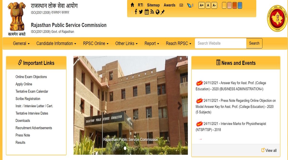 RPSC RAS Mains 2021 Exam date Rajasthan Administrative Services Mains ...