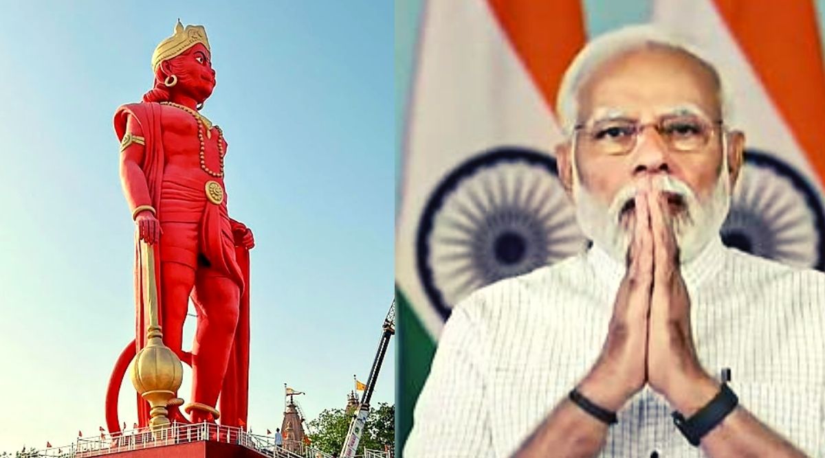 PM Narendra Modi unveils a 108 ft statue of Hanuman ji in Morbi Gujarat ...