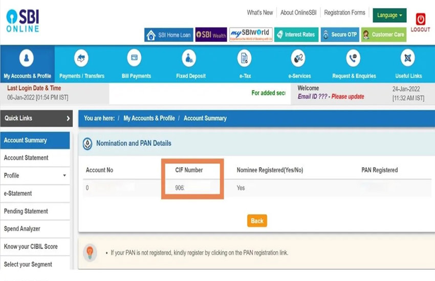 how to check sbi cif number using online offline sms netbanking method ...