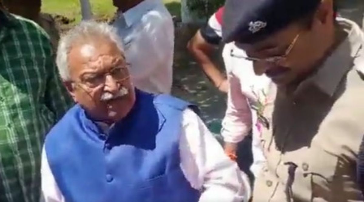 up meerut Rajya Sabha MP Laxmikant Bajpai came to meet LG Manoj Sinha on Scooty got angry when ...