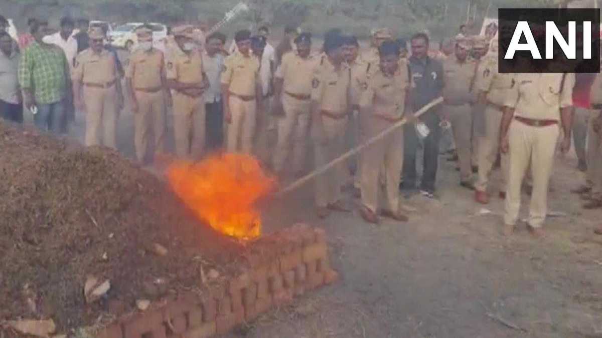 Andhra Pradesh Police burnt 14000 kg of Ganja in front of Kanthi Rana ...