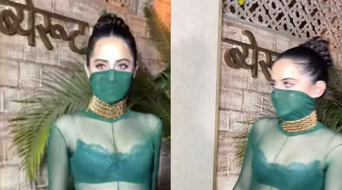 Urfi Javed was seen in dress of net from top to bottom people call it machar dani-ऊपर से नीचे तक ...