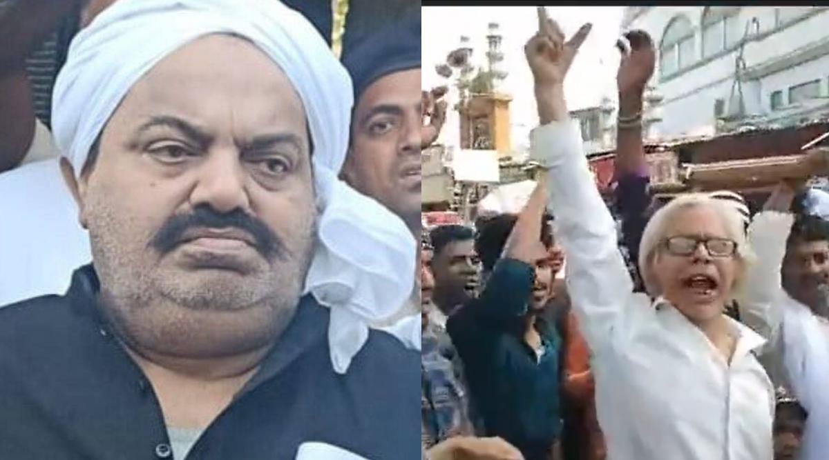 Slogans of Atik Ahmed Zindabad Yogi-Modi Murdabad outside the mosque ...