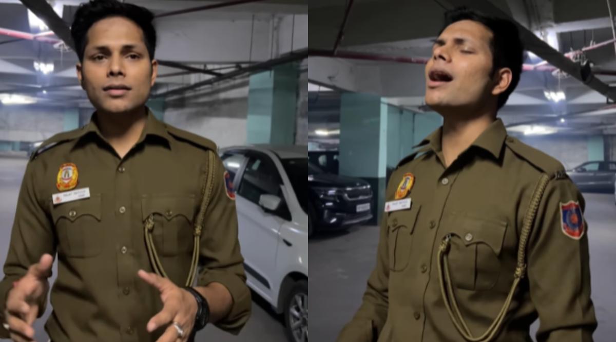 Delhi Police youth Rajat Rathore sang a song while standing in the ...