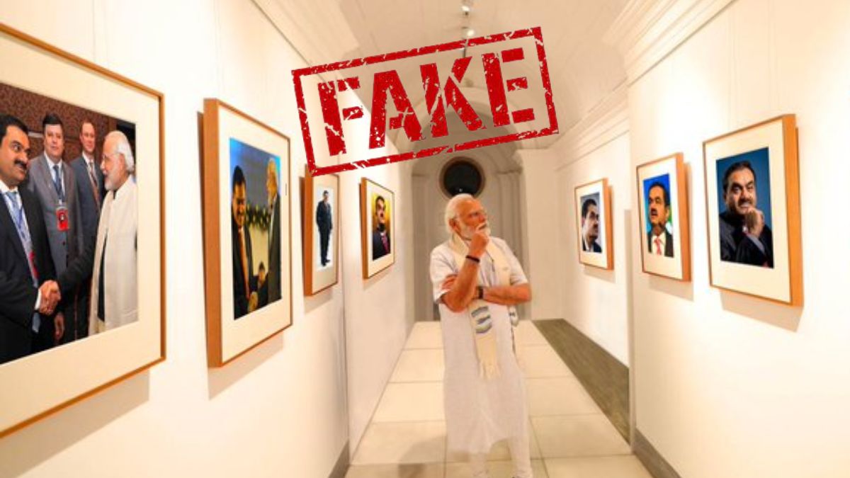 Viral image of PM Narendra Modi staring at Gautam Adani portrait is ...
