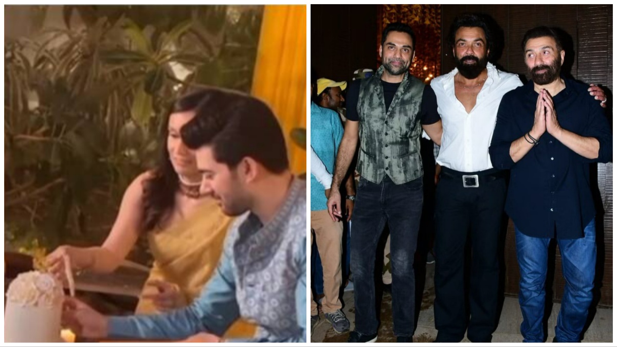 Karan Deol roka ceremony Sunny Deol offers daru to paparazzi couple ...