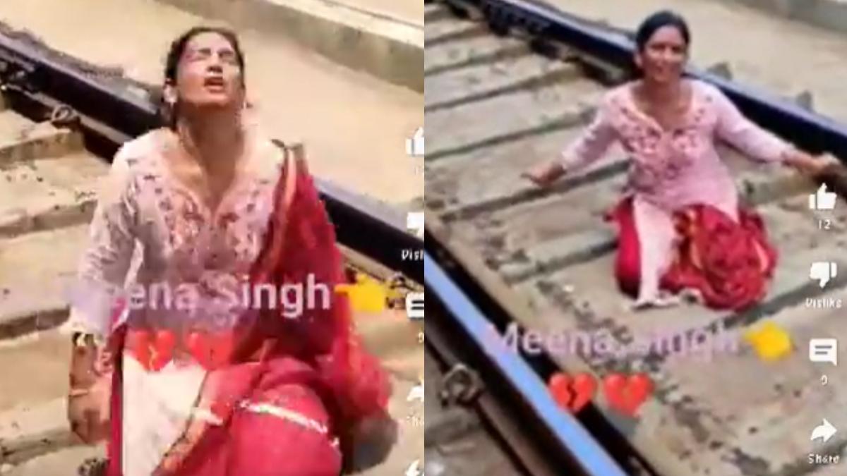 Woman made reel on railway track Agra Fort railway station RPF arrested - Viral Video: रेलवे ...