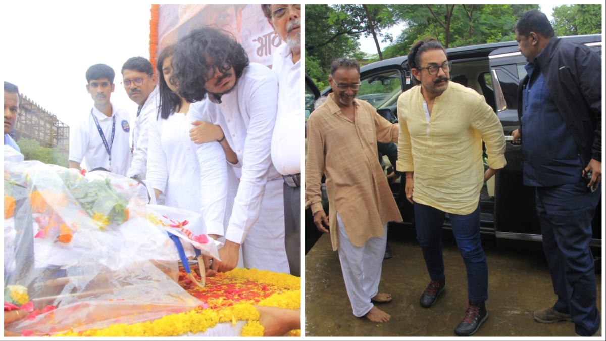 Nitin Desai funeral photos Many film stars including Aamir Khan reached ...