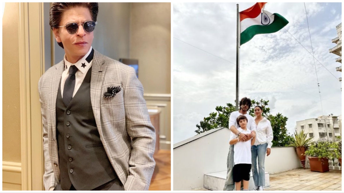 Shahrukh Khan hoisted flag on independence day at his home Mannat with ...