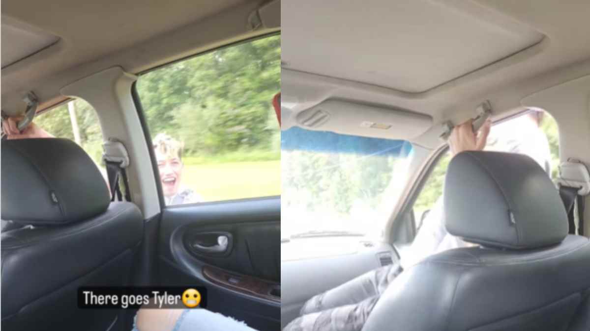 guy was hanging out of the window while driving a car accident happened ...