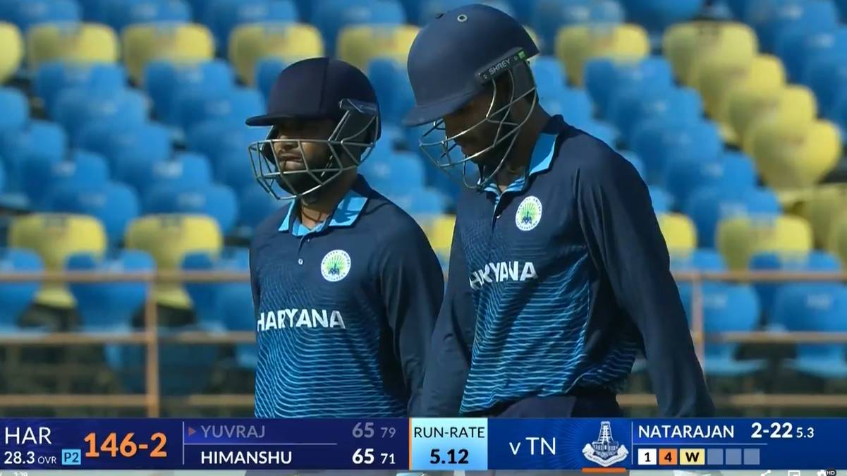 VHT 2023: युवराज सिंह ने पचासा और हिमांशु राना ने शतक ठोक बचाई हरियाणा की लाज; नटराजन ने 3 और ...