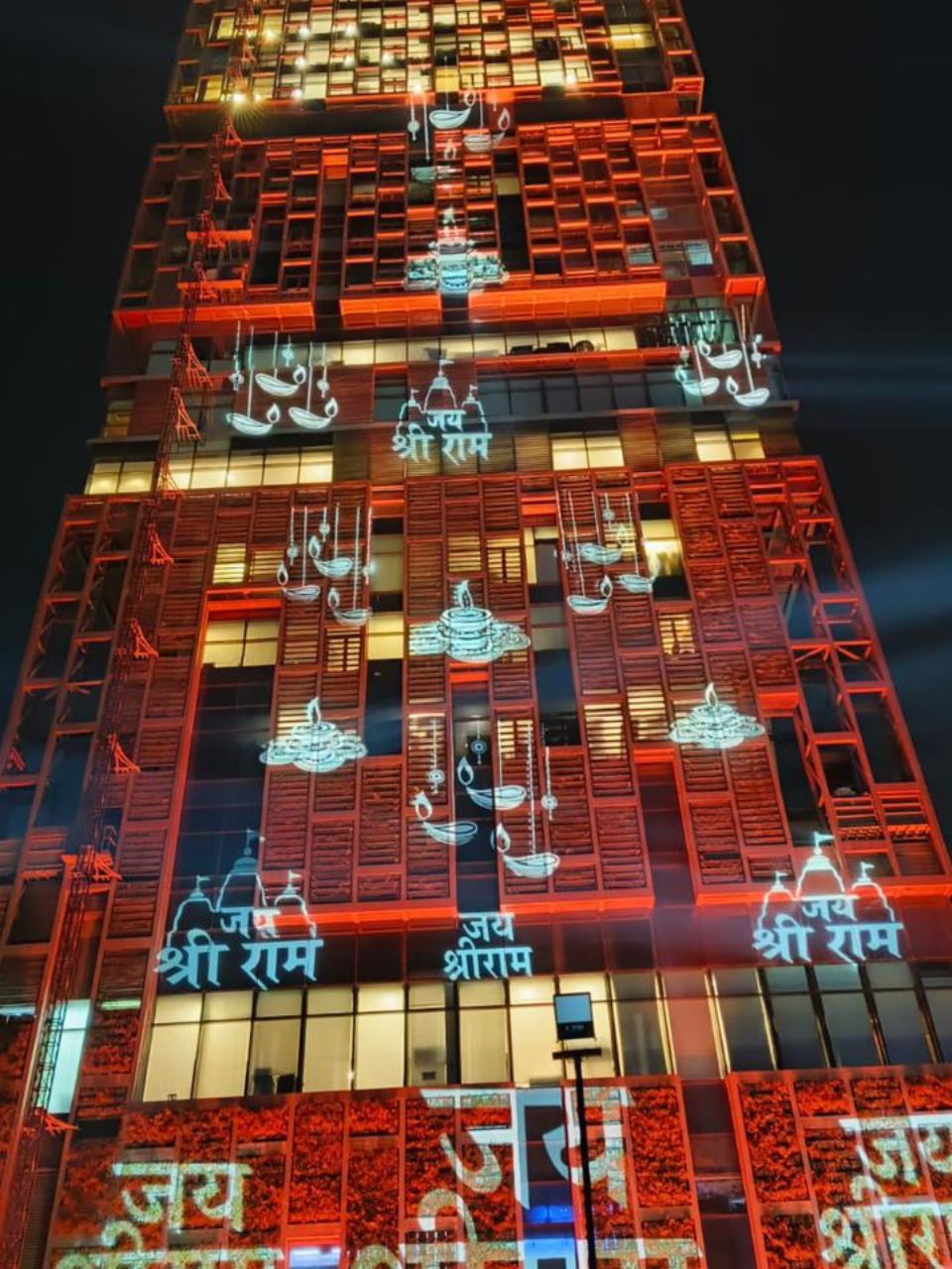 Mukesh Ambani house Antilia illuminated with lord Rama name-राम नाम और ...