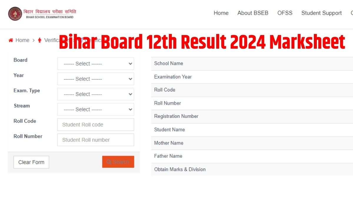 Bihar Board BSEB 12th Result 2024 Marksheet Download Direct Link on www ...