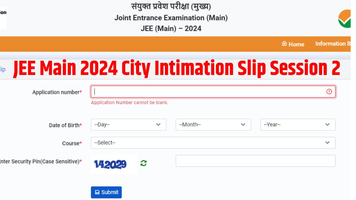 JEE Main City Intimation Slip 2024 Link Active at www.jeemain.nta.ac.in check here Jee Main 2024 ...