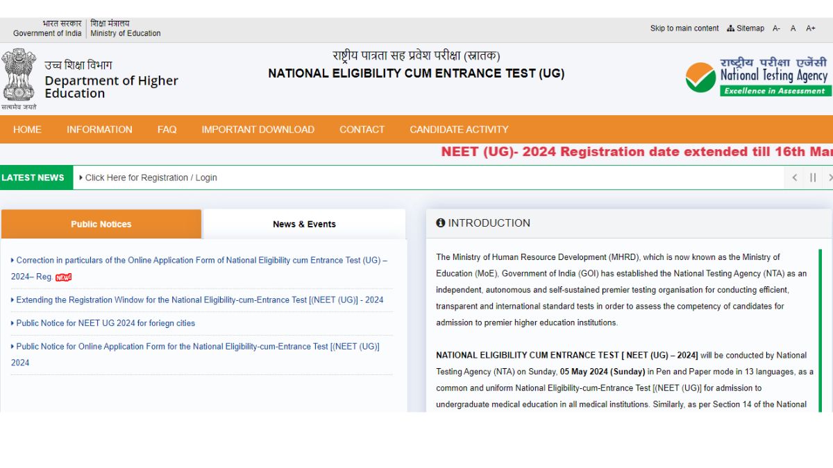 NEET UG Exam 2024 application correction window open from 18 to 20 March know at exams.nta.ac.in ...