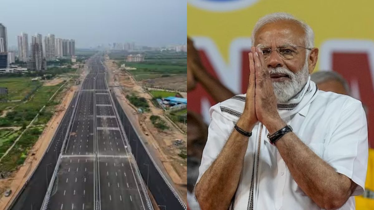 pm narendra modi inaugurate 18km road show dwarka expressway 1 lakh ...