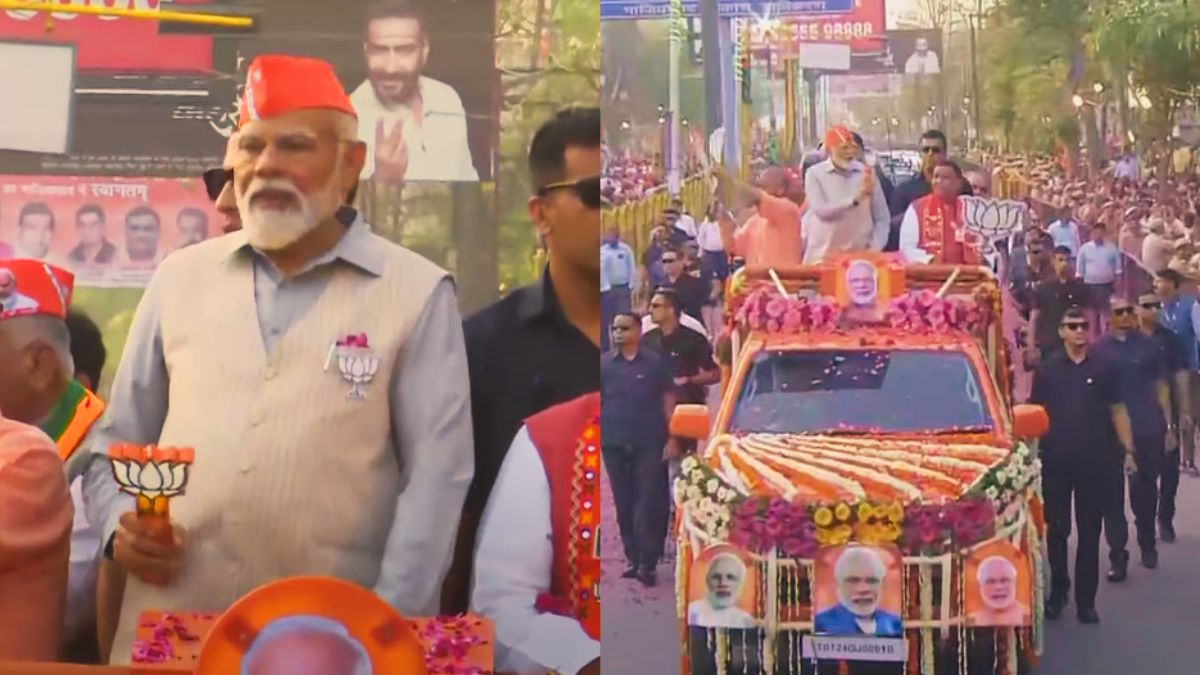 pm narendra modi roadshow yogi adityanath bjp candidate atul garg ...