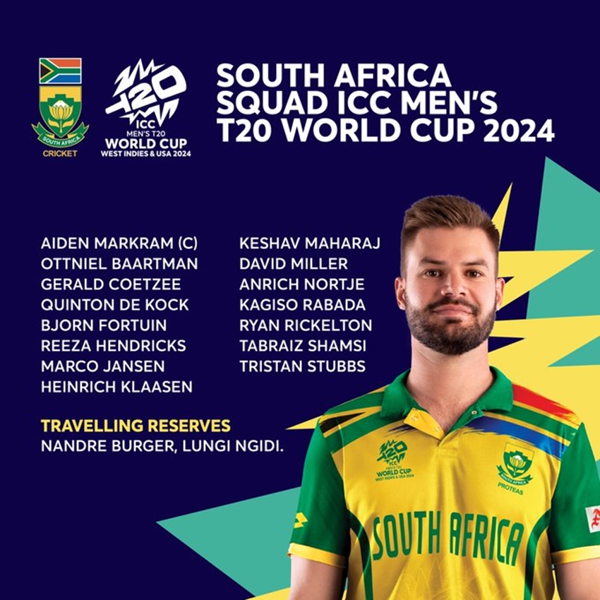 T20 World Cup 2024 Squads South Africa 15-man Team List Here England ...