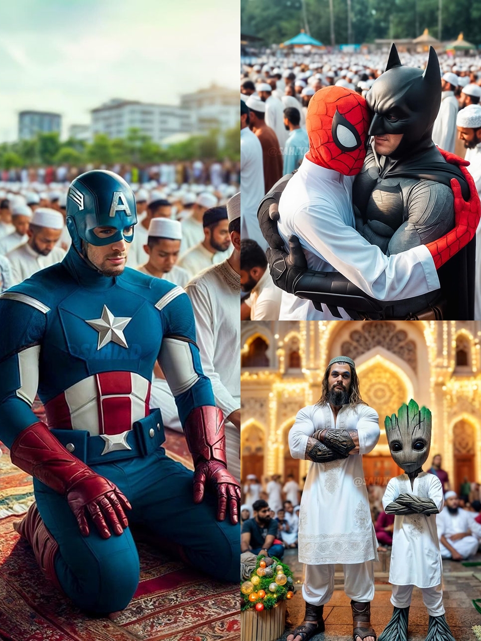AI Photos: Marvel and DC Superheroes celebrating Eid, Captain America ...