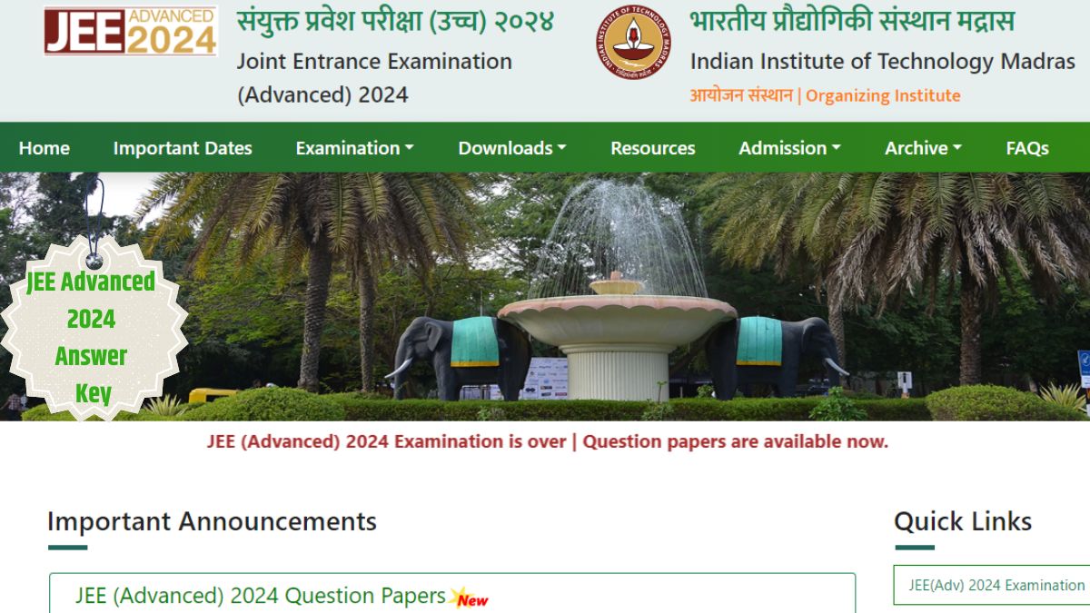JEE Advanced Answer Key 2024 Date: JEE Advanced Answer Key 2024 Response Sheet Will Be Released ...