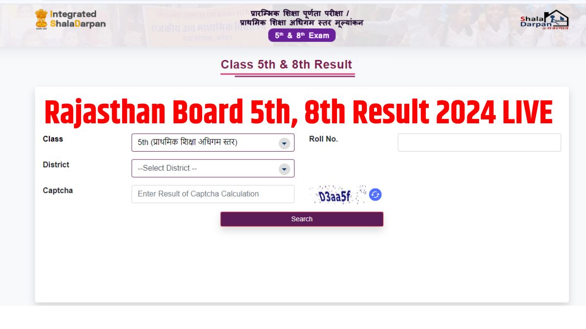 RBSE 5th 8th Result 2024: Rajasthan Board Shala Darpan 5th 8th Result ...