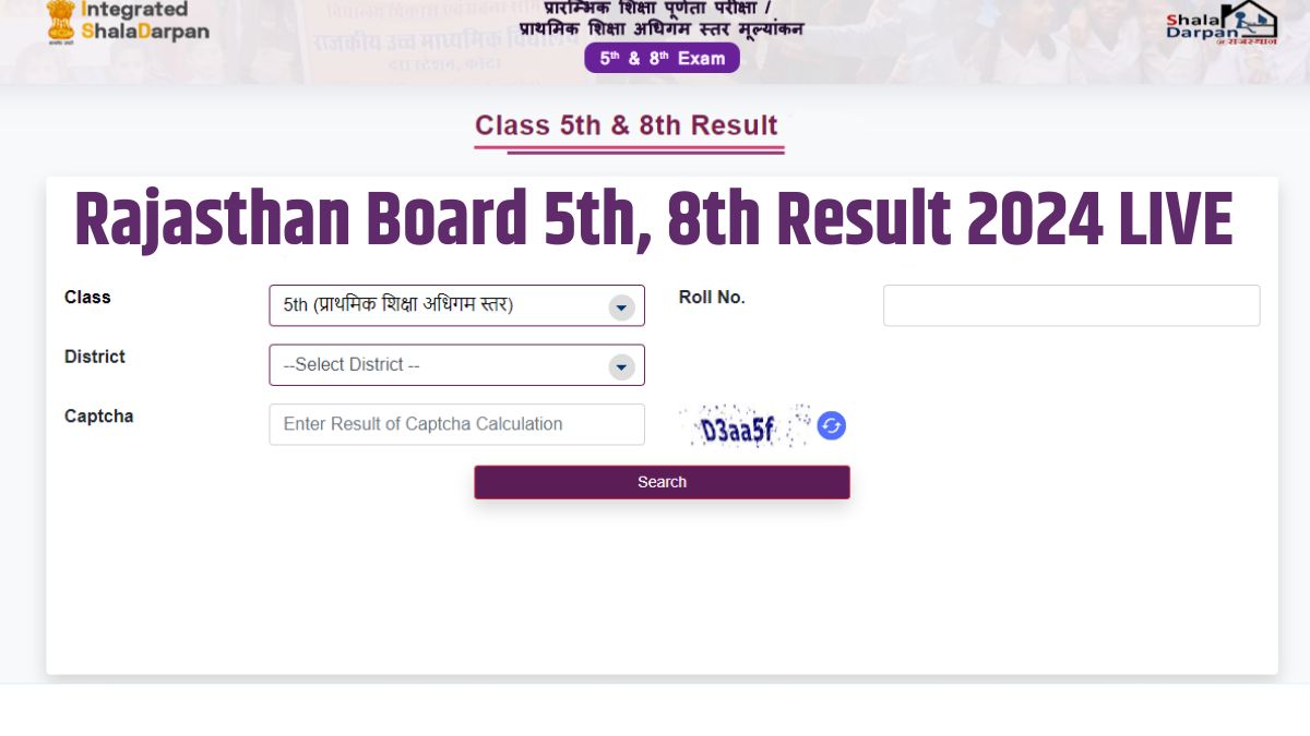 RBSE Rajasthan Board 5th, 8th Result 2024 Shala Darpan Check Roll ...