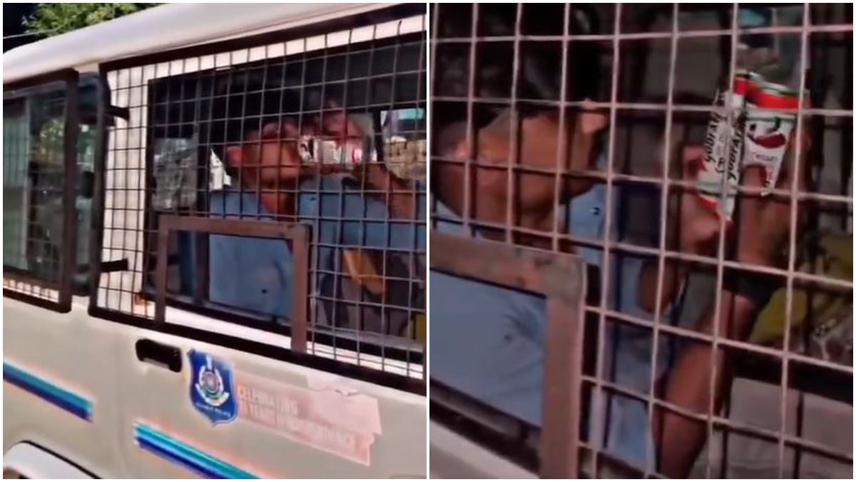man drink beer inside police van in dry state gujarat video goes viral ...