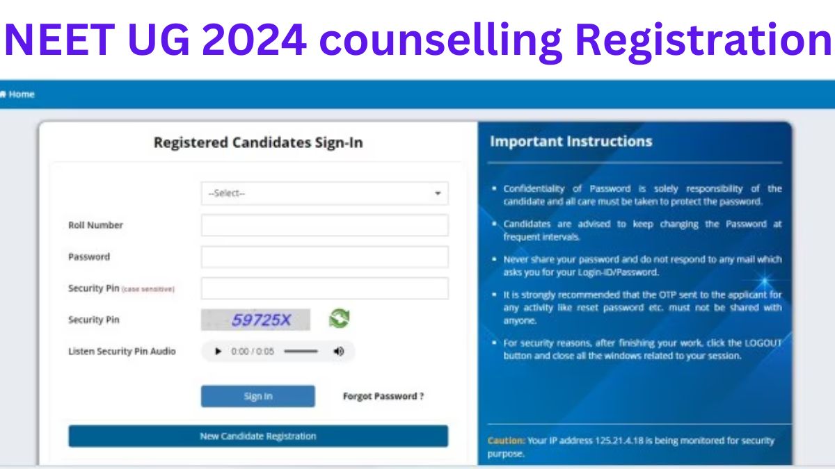 NEET UG Counselling 2024 Registration Round 1 Starts Today At mcc.nic.in Seats MBBS BDS BSC ...