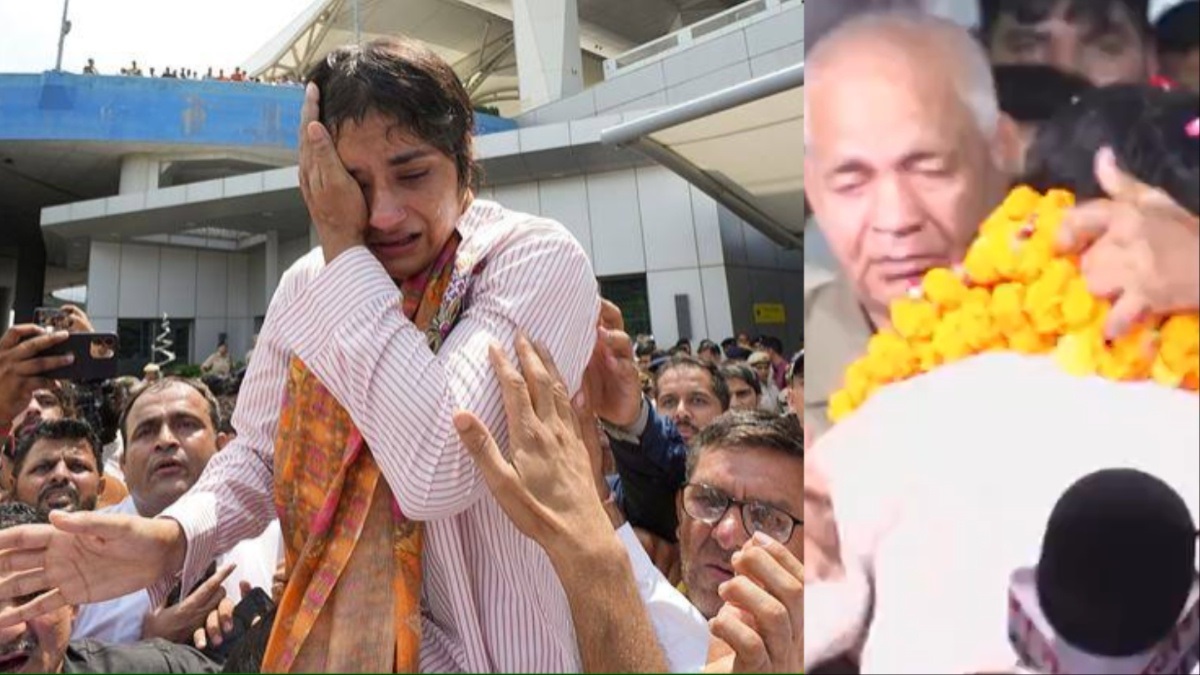 Vinesh Phogat in Balali meets Mahavir Phogat WFI Brij Bhushan Sharan ...