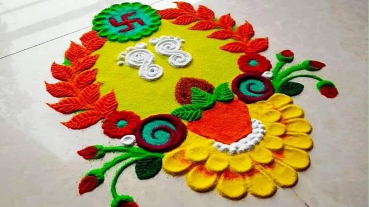 Navratri Rangoli Designs: Latest Simple Rangoli Designs For Durga Mata ...
