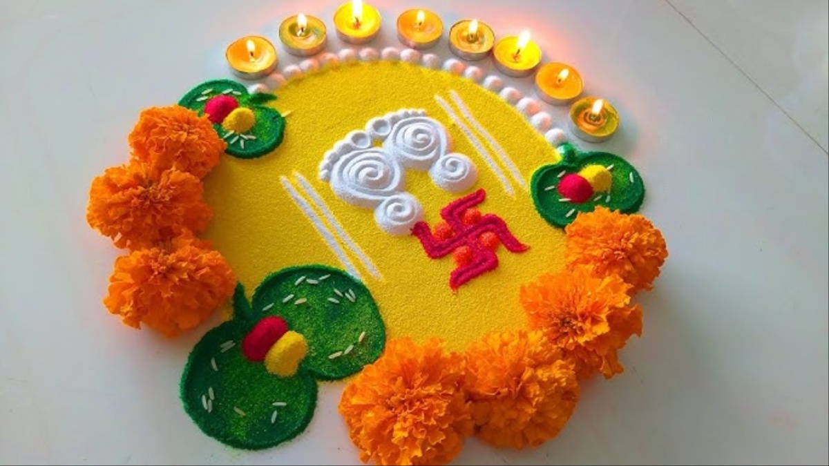 Navratri Rangoli Designs: Latest Simple Rangoli Designs For Durga Mata ...
