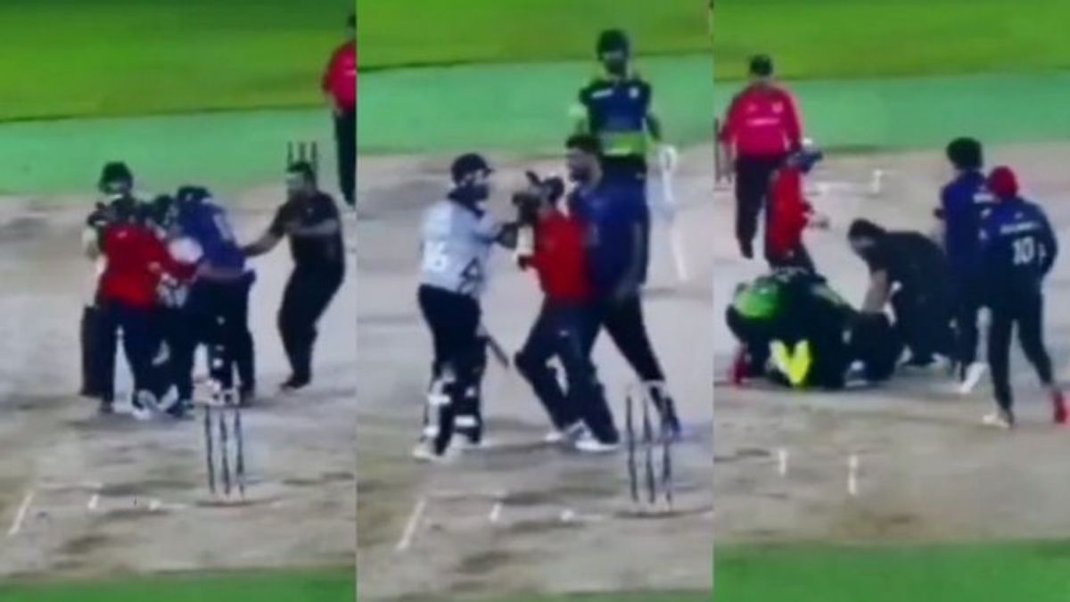 cricket fight videos players beating on each other ground uae league ...
