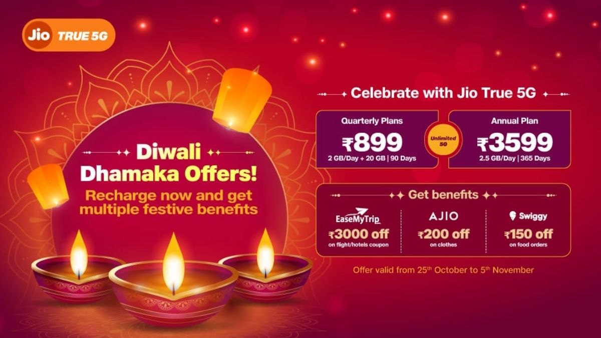 Jio Diwali Dhamaka Offers festive season recharge with Jio True 5G plan ...