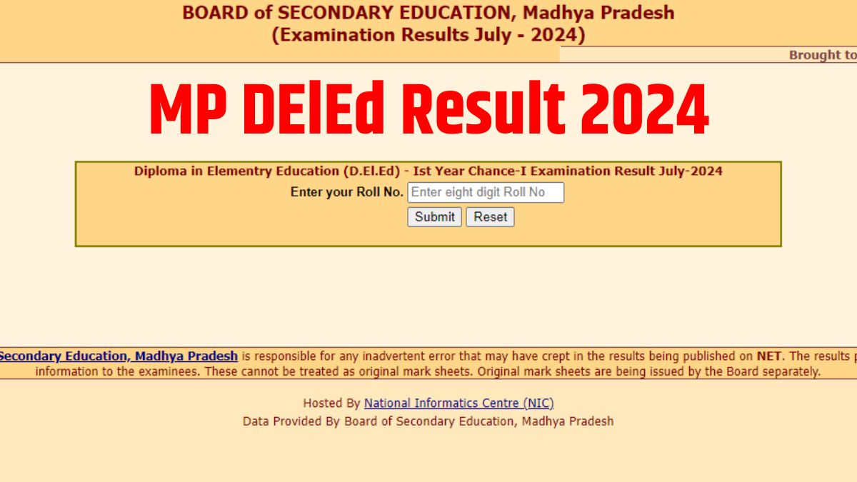 MP DElEd Result 2024 Declared For 1st And 2nd Year Direct Link To Pdf ...