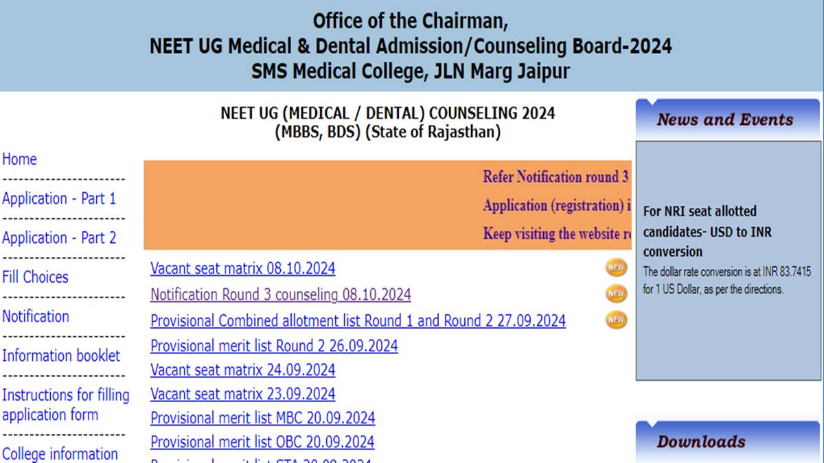 Rajasthan NEET UG Counselling round 3 registration begins know how to apply and details | Jansatta