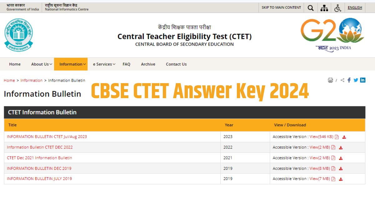 CBSE CTET December Exam 2024 Answer Key Released Soon at ctet.nic.in, Direct Link to Download ...