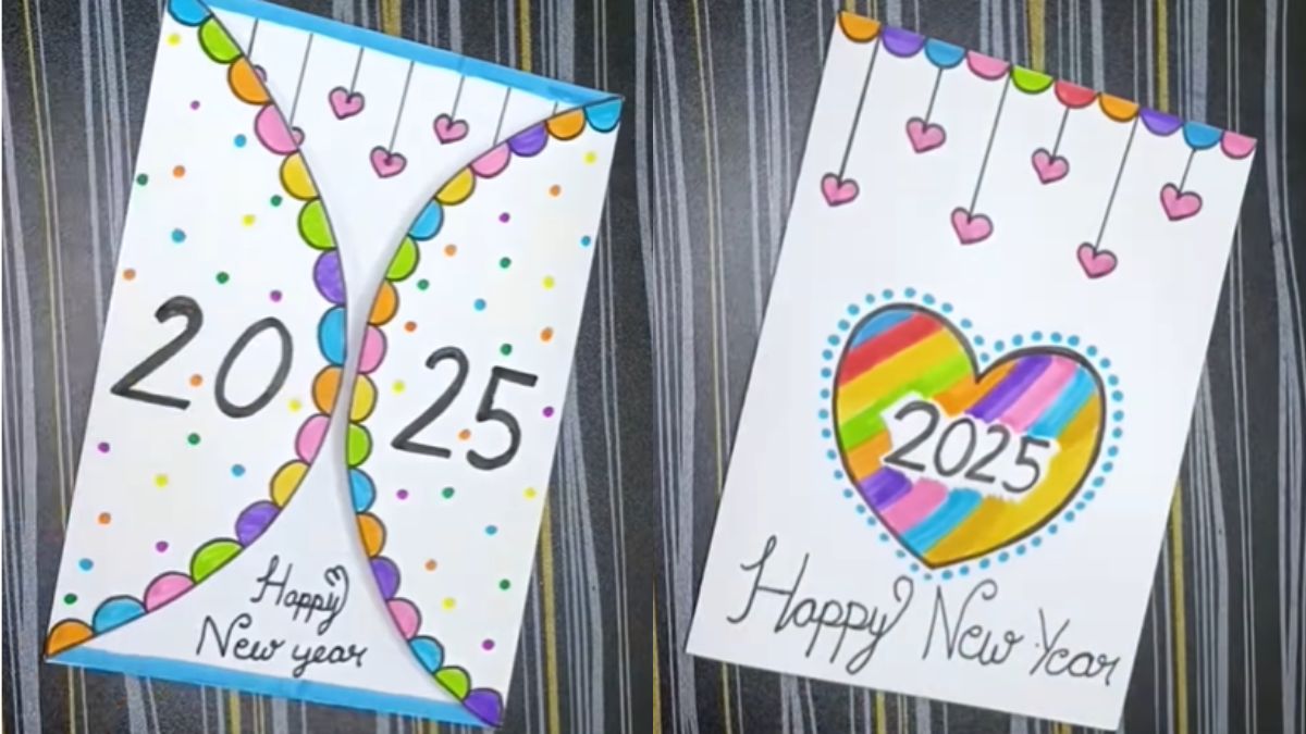 Happy New Year 2025 Beautiful Handmade Greeting Cards Design | Jansatta