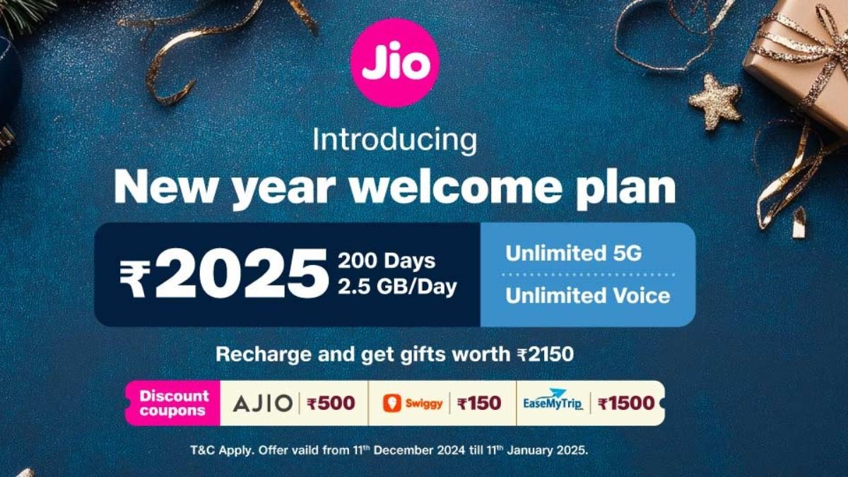Reliance Jio New year welcome plan rupees 2025 launched validity 200 days daily 2.5gb data ...