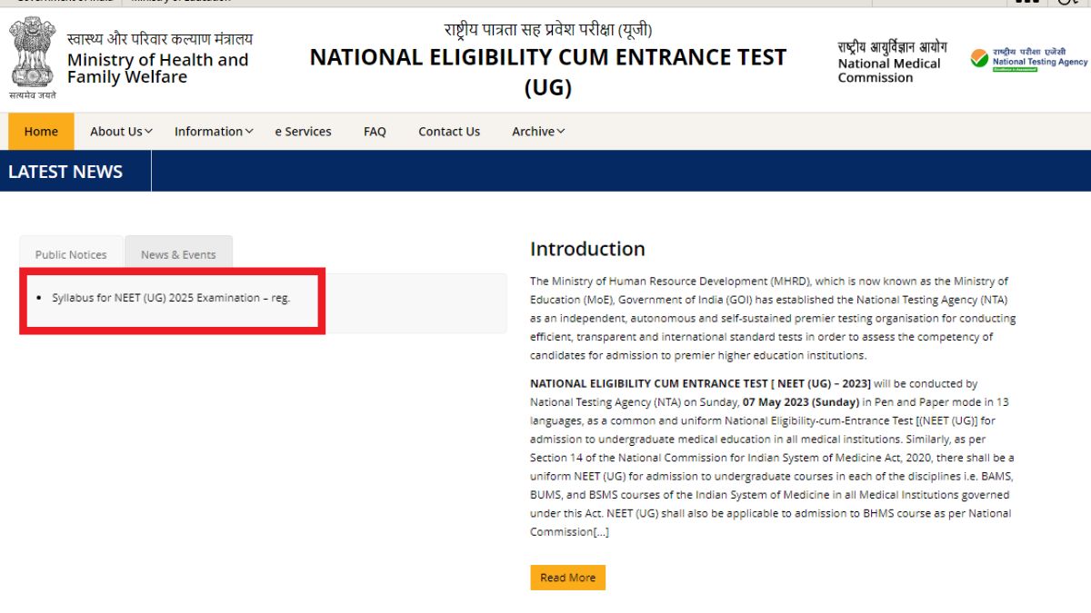 NEET UG Syllabus 2025 Released At neet.nta.nic.in, Know How To Check Subject Wise Topics List ...