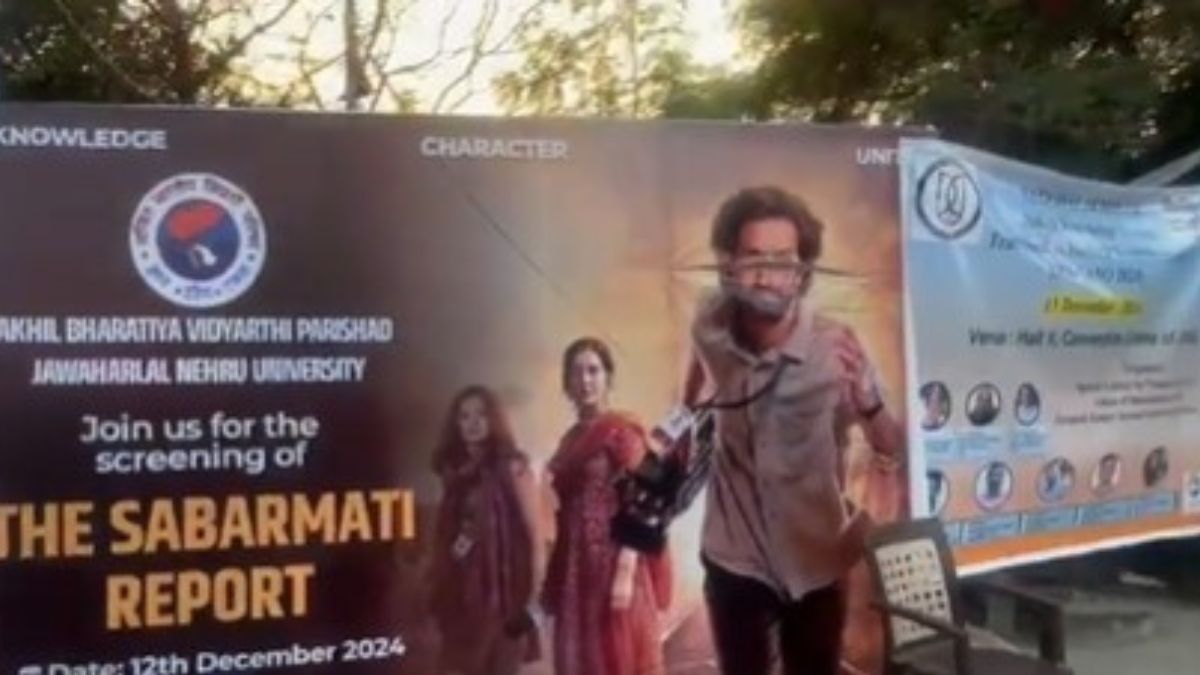 sabarmati film Stone Pelting Inside JNU Campus Ahead of Screening of The Sabarmati Report Film ...