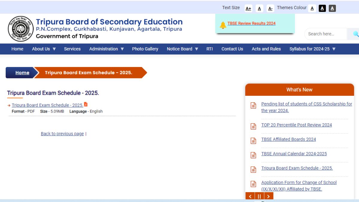 Tripura 10th, 12th Board Exam Datesheet 2025 Released at tbse.tripura ...
