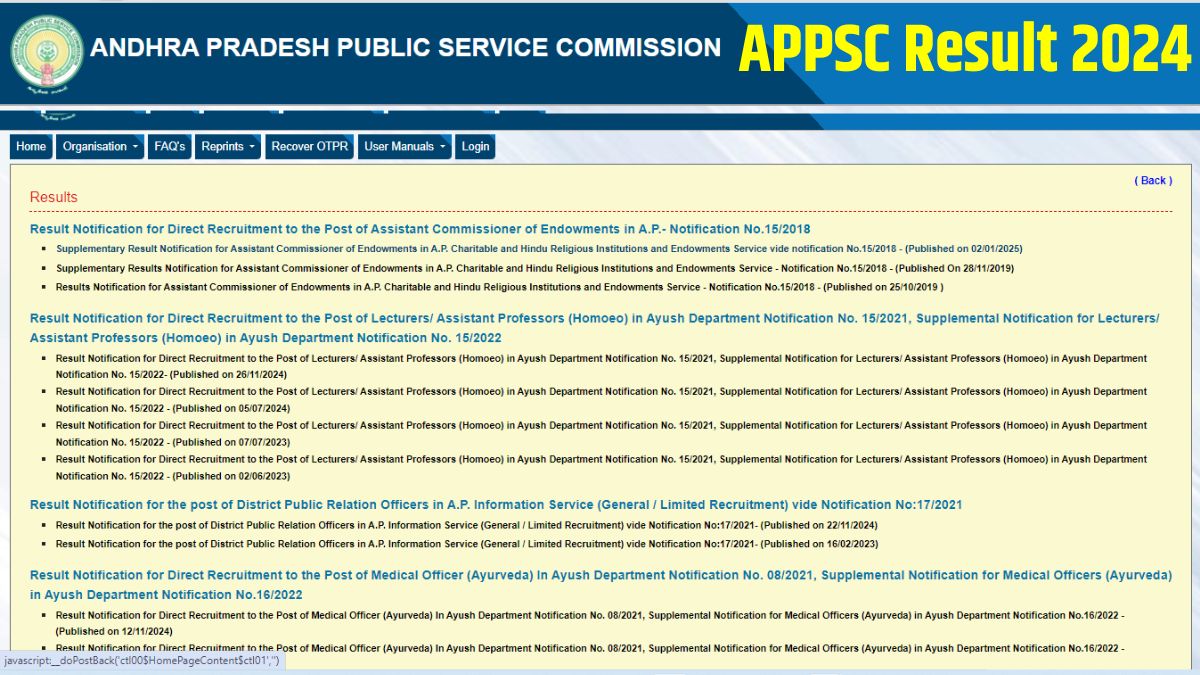 APPSC Result 2024 Released at psc.ap.gov.in, Check Direct Link To ...