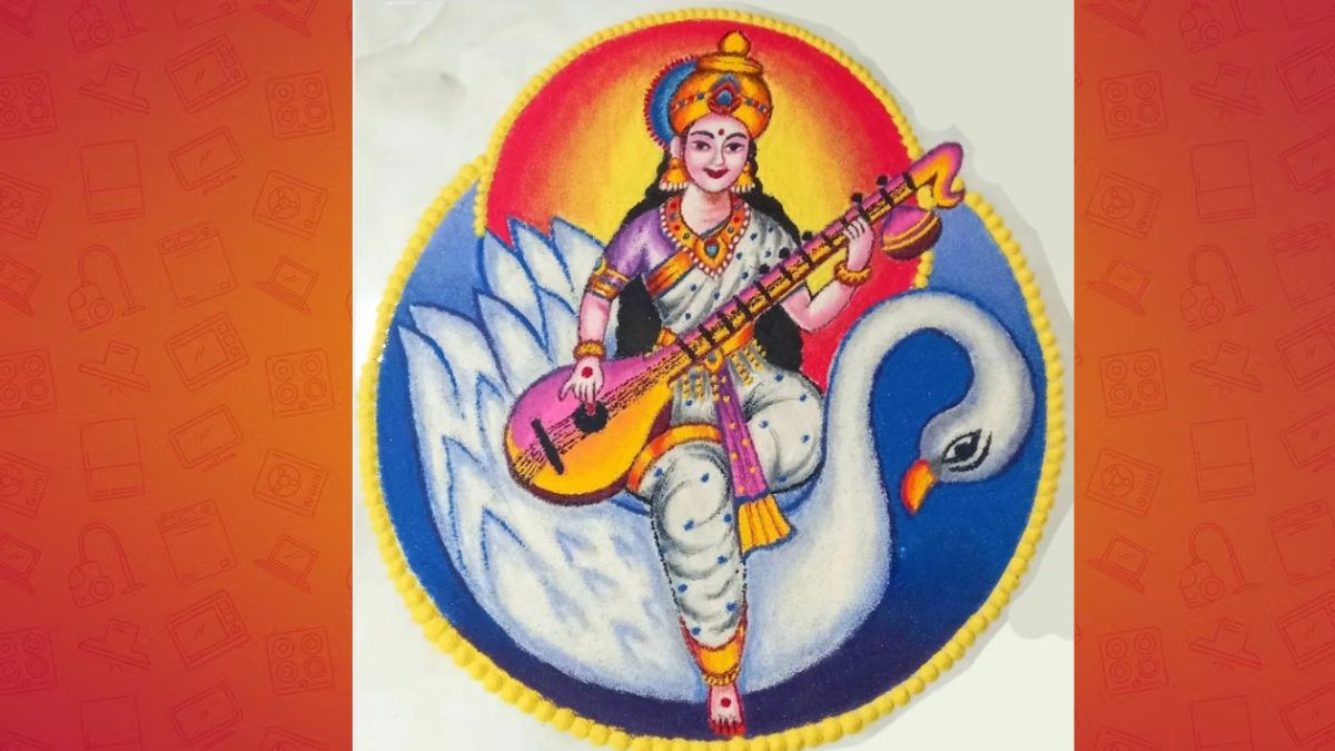 Basant Panchami 2025 Rangoli Designs: Saraswati Maa Photo, Images ...