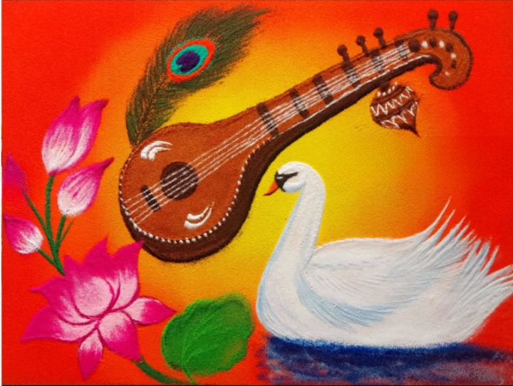 Basant Panchami 2025 Rangoli Designs: Saraswati Maa Photo, Images ...