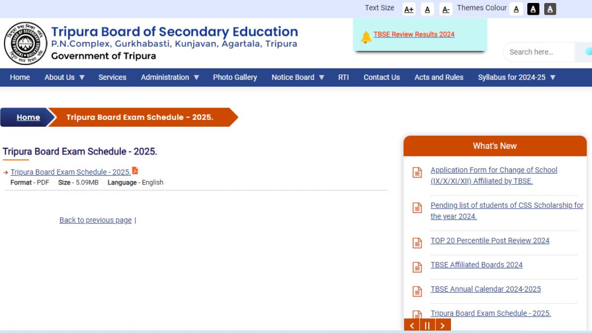 TBSE Board Exam Datesheet 2025 Out, Know Tripura Board Class 10th, 12th ...
