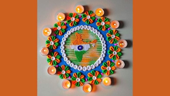 Republic Day Simple Rangoli Design, Tiranga Rangoli (रिपब्लिक डे रंगोली ...