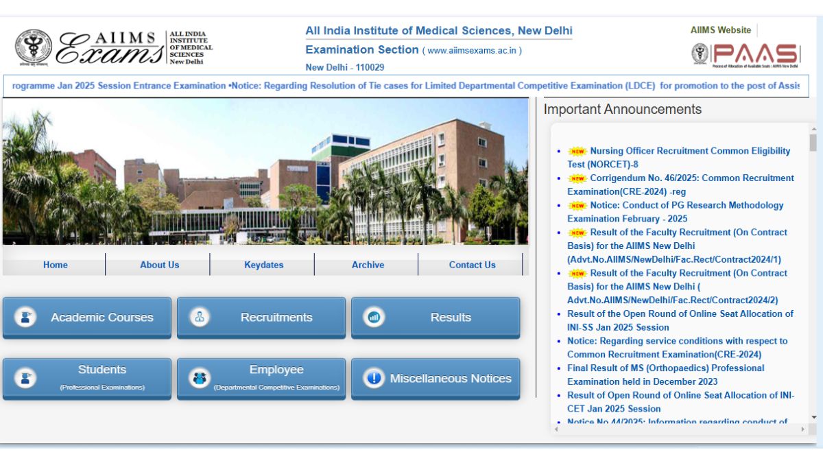 AIIMS Nursing Officer NORCET 8th Online Form 2025 Direct Link At ...